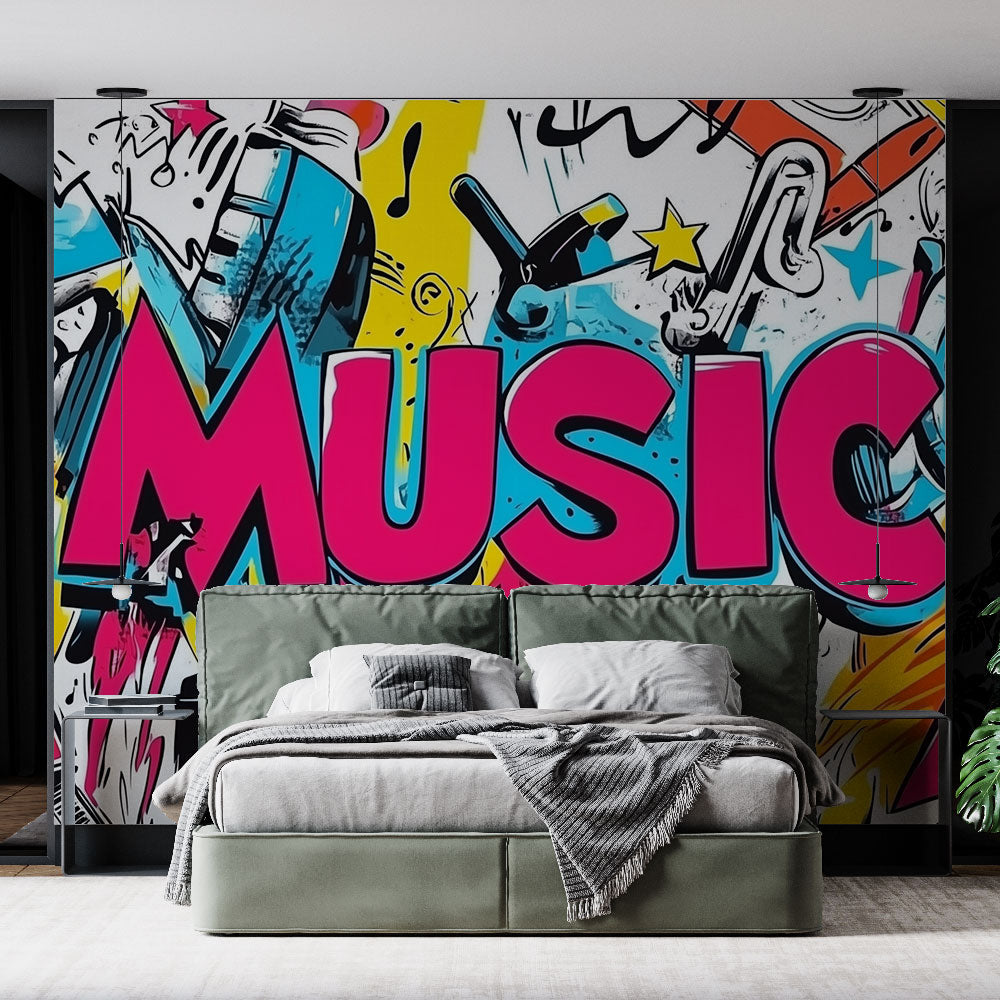 Colorful pop art design music mural wallpaper — WonderMural