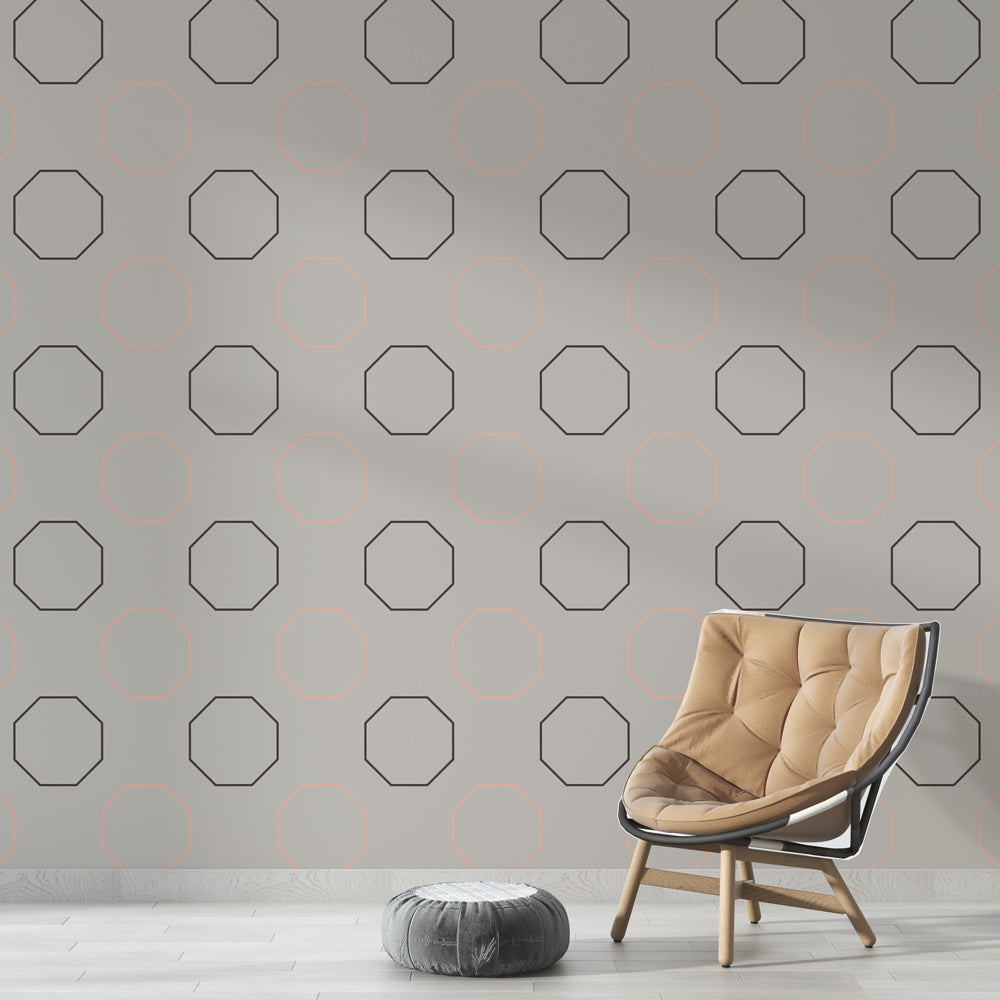 Mural Wallpaper geometric | Minimalist octagonal pattern — WonderMural