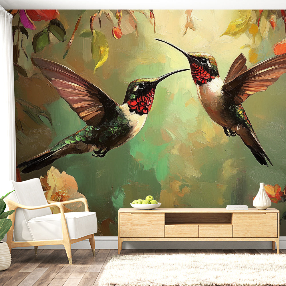 Mural Wallpaper hummingbirds | Natural elegance — WonderMural