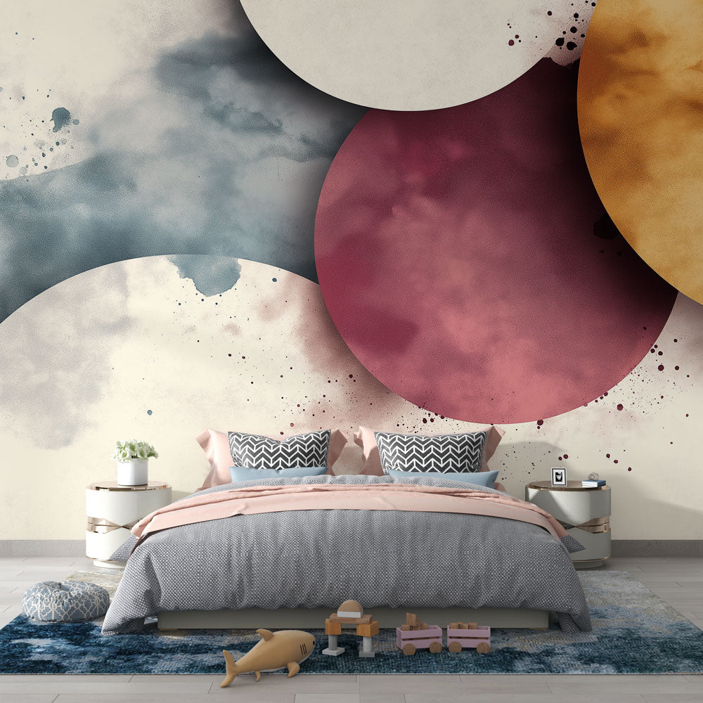 Mural Wallpaper abstract | Colorful circles and fluid textures ...