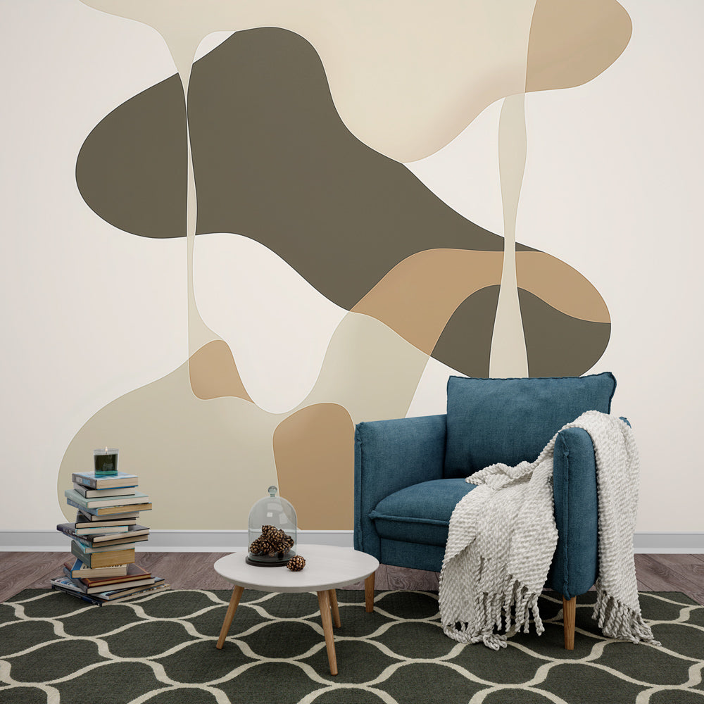 Mural Wallpaper abstract | Organic shapes in earthy colors — WonderMural