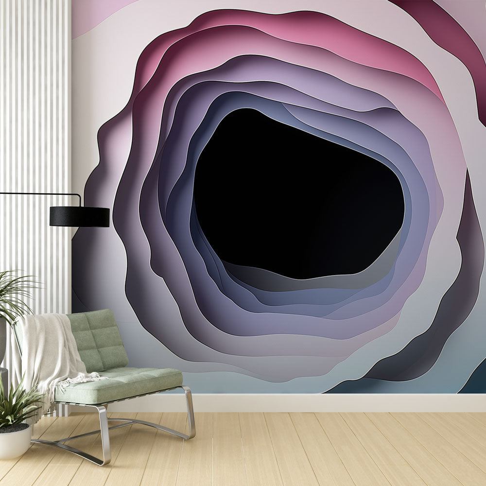 Mural Wallpaper abstract | Waves of soft colors in overlay — WonderMural