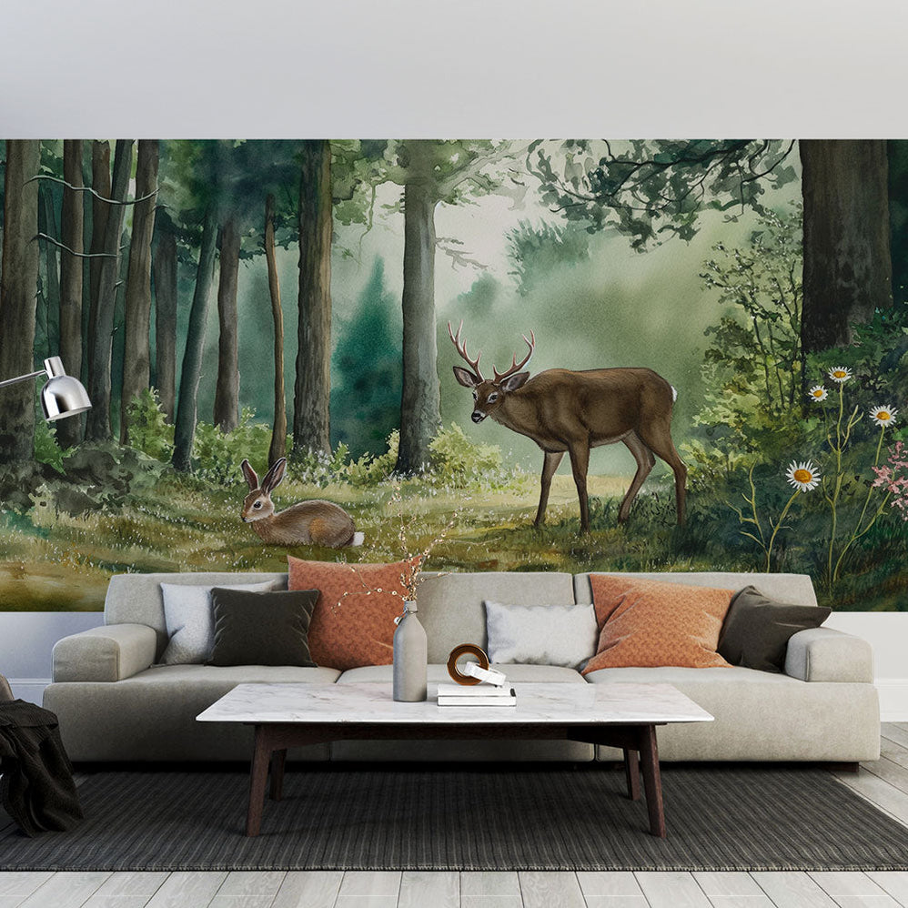 Forest Mural Wallpaper | Trees and Modern Panoramic Designs — WonderMural