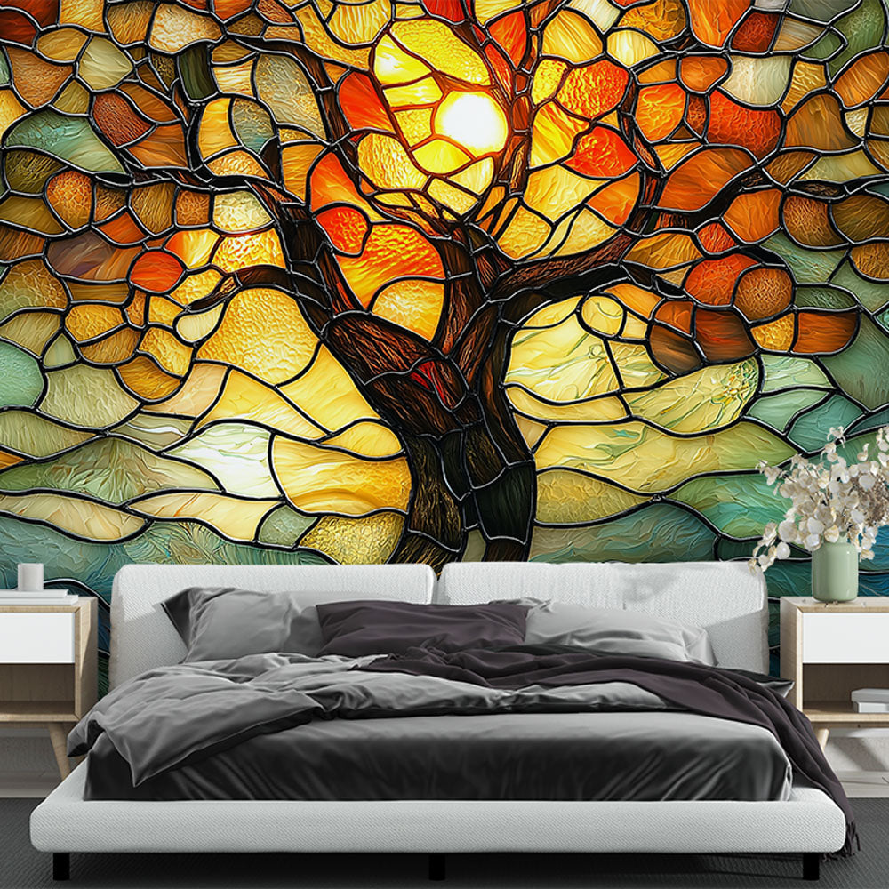 Mural Wallpaper tree of life | Golden light and bright colors — WonderMural