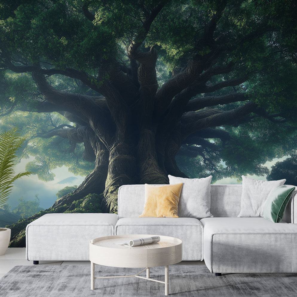 Mural Wallpaper majestic tree | A majestic ancient tree under a soft l ...