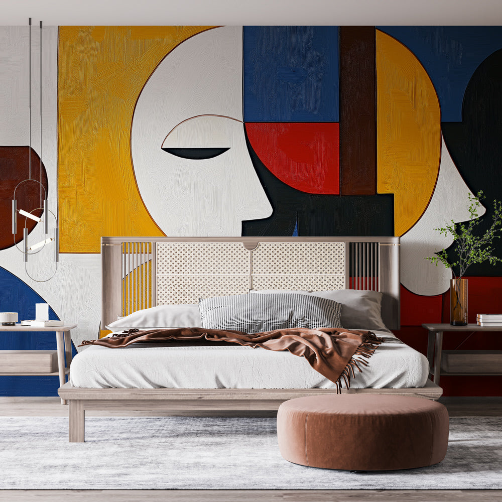 Mural Wallpaper art deco | Cubism and face — WonderMural