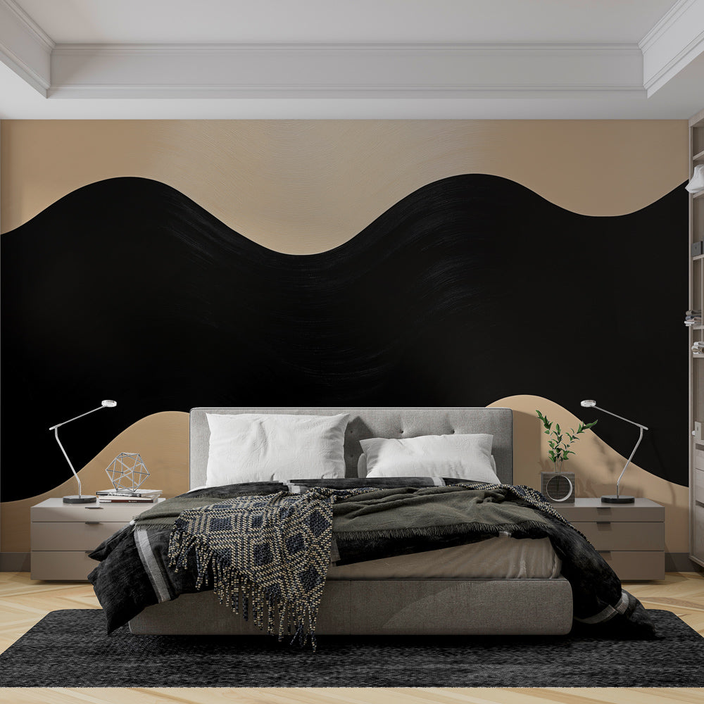 Modern Art Deco Mural Wallpaper | Two-tone Wave — WonderMural