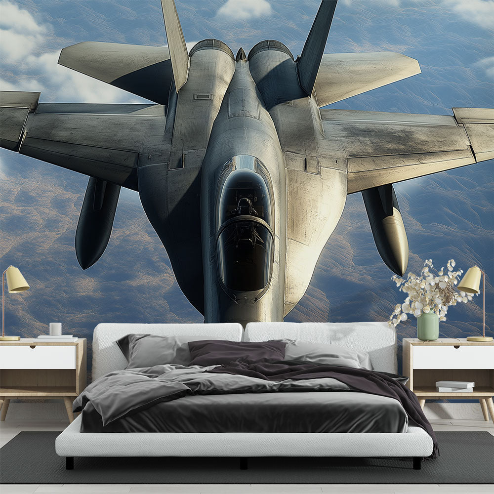 Mural Wallpaper fighter jet | Majestic F-15 flying over clouds ...