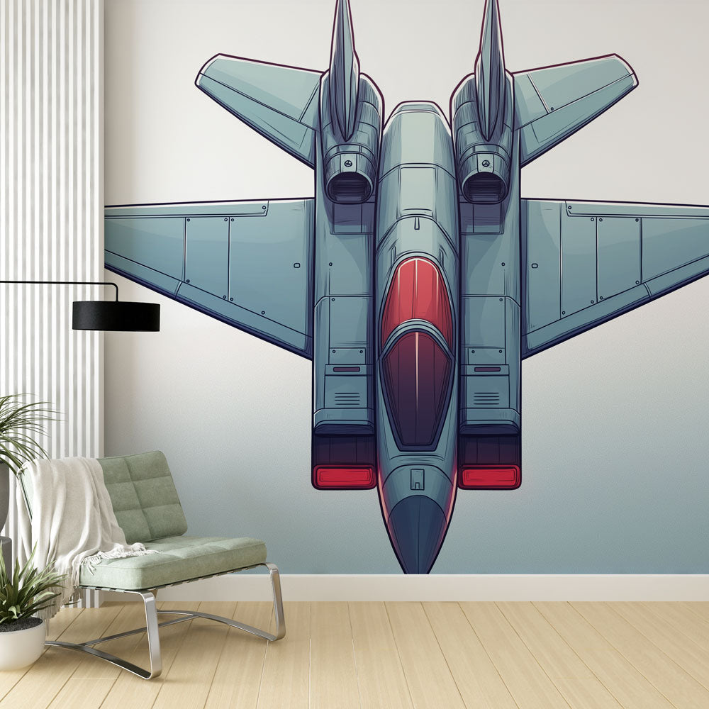 Mural Wallpaper fighter jet | Futuristic model with aerodynamic detail ...