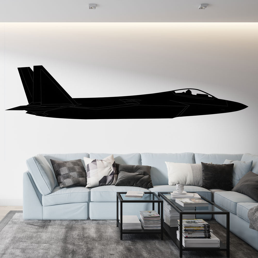 Mural Wallpaper fighter jet | Elegant silhouette of a modern fighter j ...