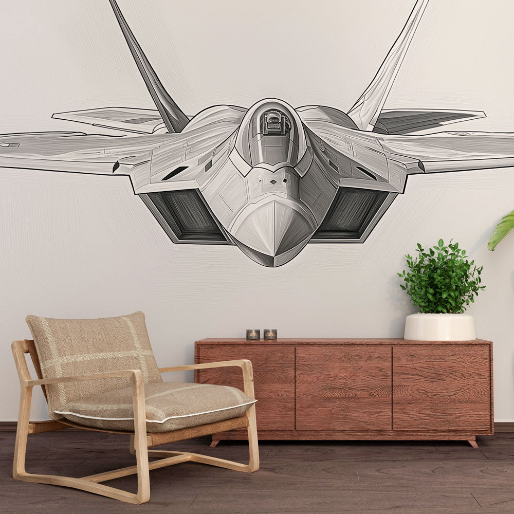 Mural Wallpaper futuristic plane | Bold and modern design fighter jet ...