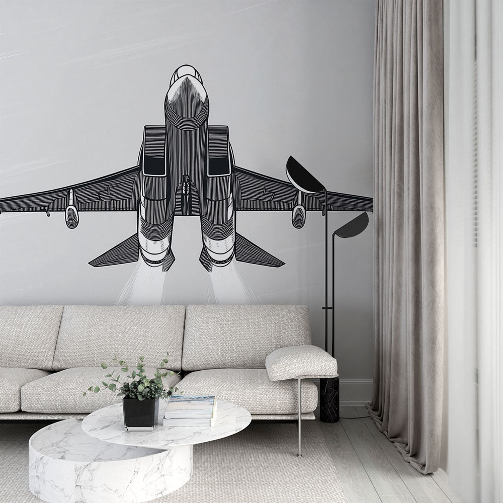 Mural Wallpaper airplane | Stylized illustration of a jet in flight ...