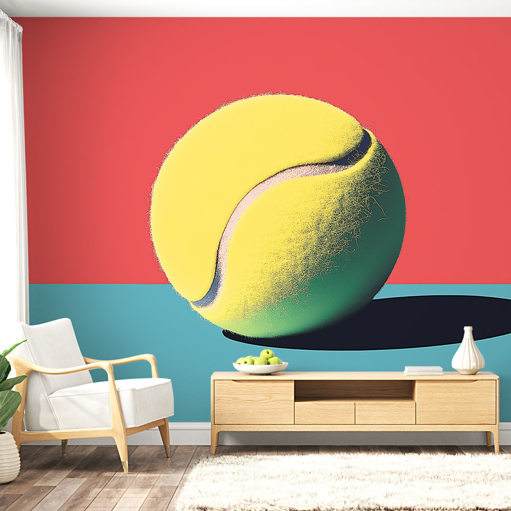 Mural Wallpaper vibrant-tennis-ball | Contemporary design and bright c ...