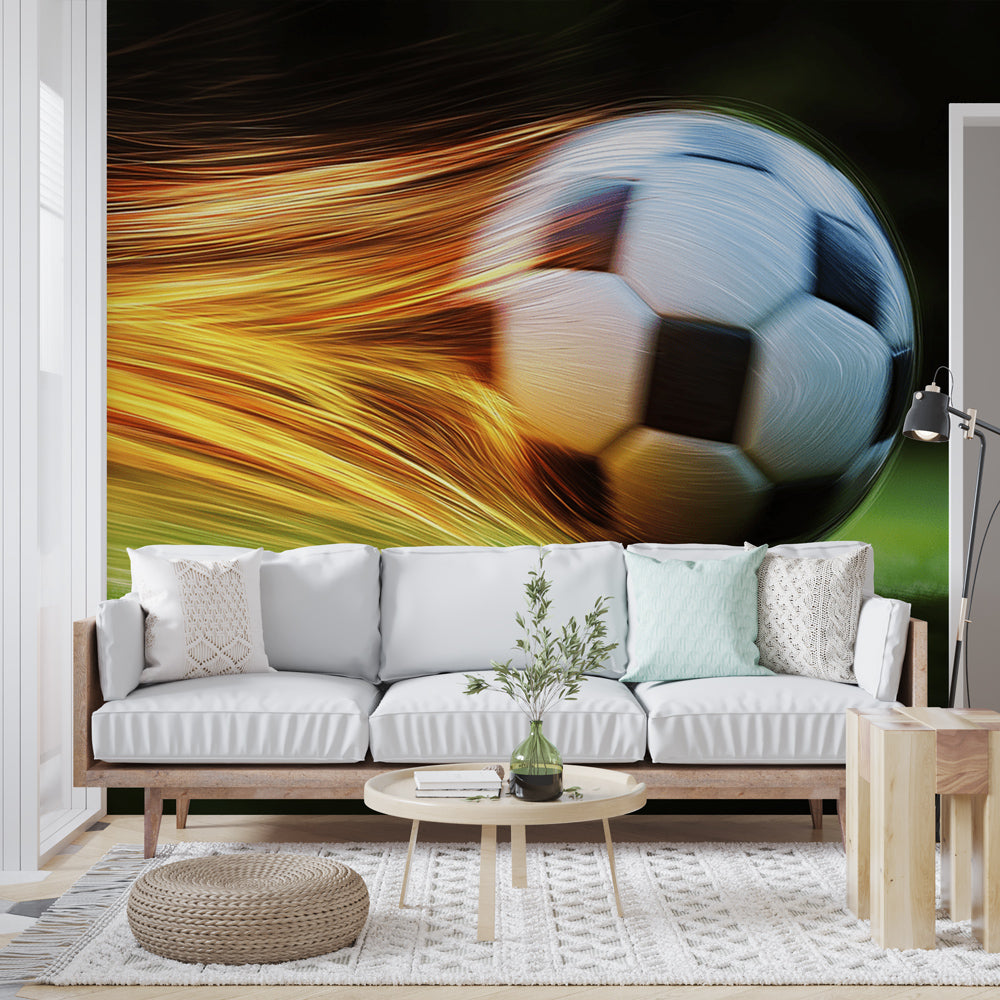 Mural Wallpaper dynamic soccer ball | Energy in motion — WonderMural