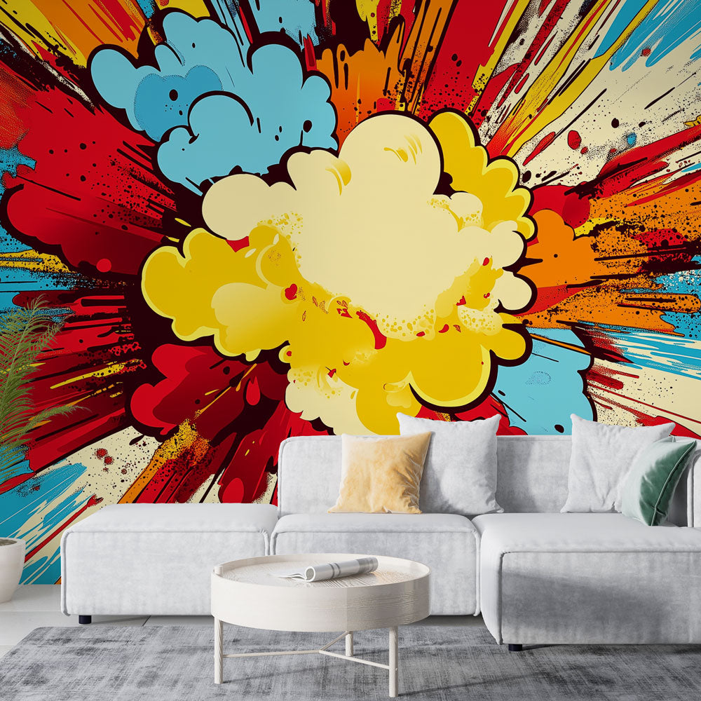 Mural Wallpaper comic strip of colors | Dynamic design with vibrant bu ...