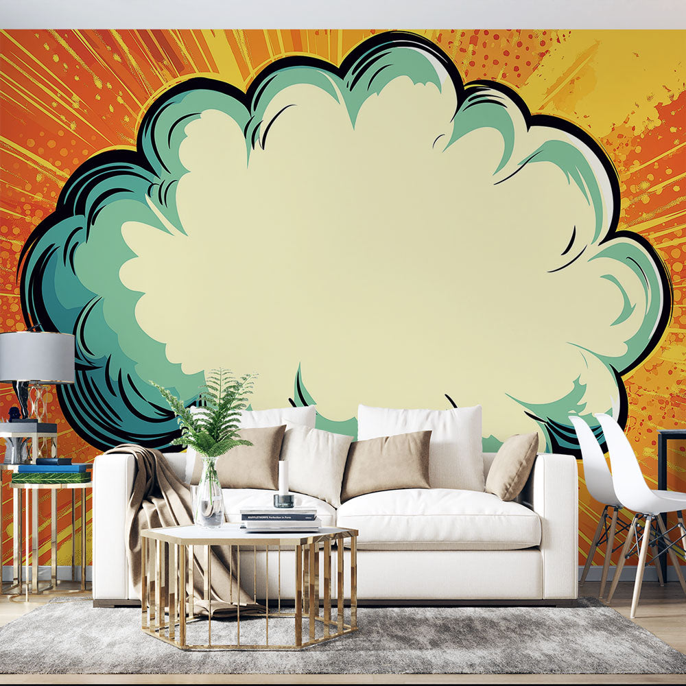 Mural Wallpaper comic strip | Vibrant burst with dialogue cloud ...