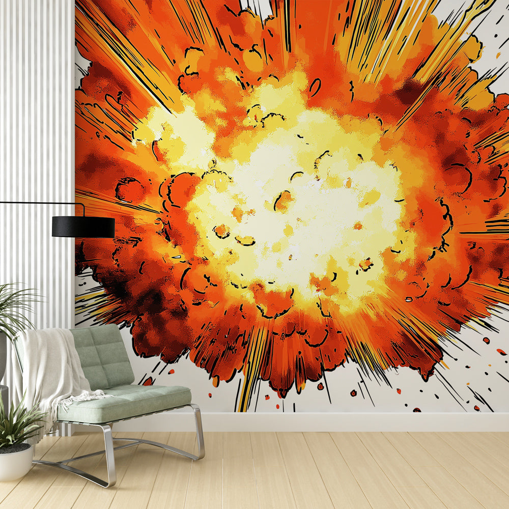 Mural Wallpaper comic strip | Dynamic colorful explosion pattern ...