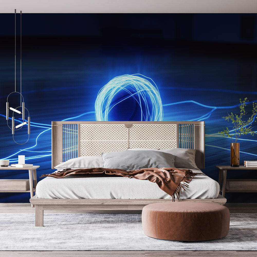 Mural Wallpaper electric basketball | Dynamic design for playgrounds ...