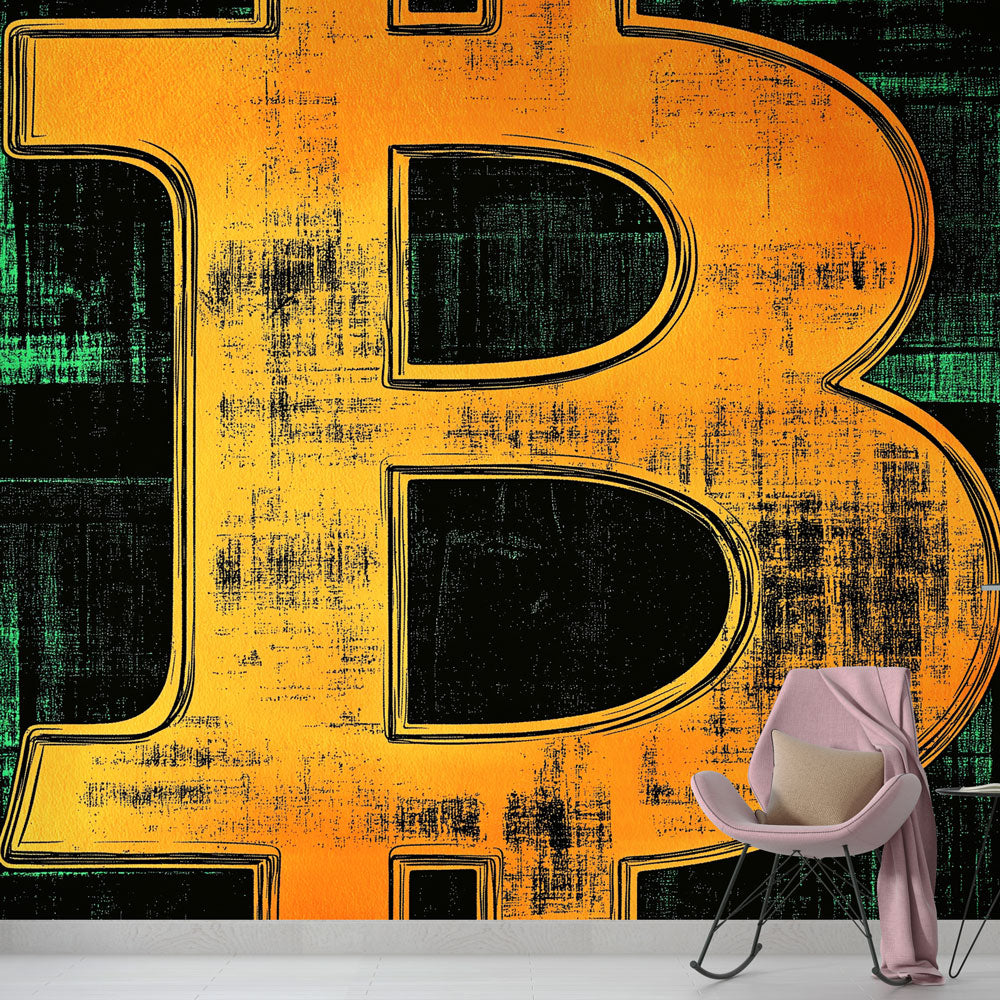 Mural Wallpaper Bitcoin | Graphic pattern representing the Bitcoin sym ...