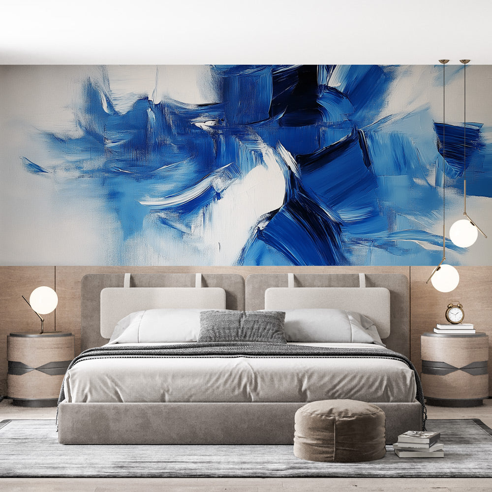 Mural Wallpaper blue abstract | Bursts of blue and dynamic textures ...