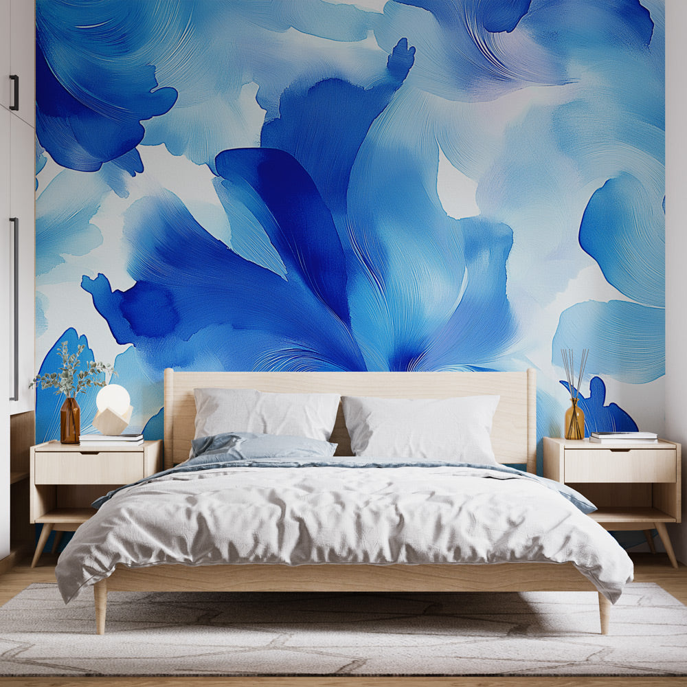 Mural Wallpaper blue abstract | Fluid and soothing patterns — WonderMural