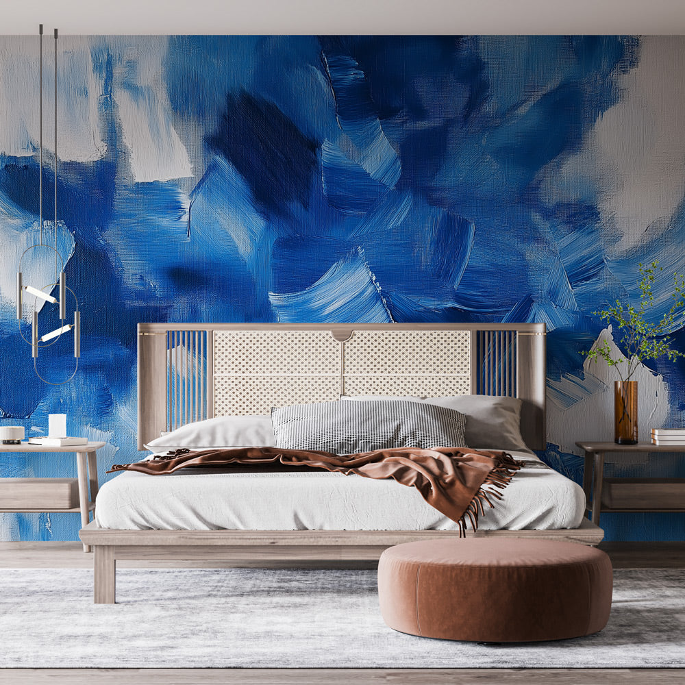 Mural Wallpaper blue abstract | Shades of blue and dynamic textures ...