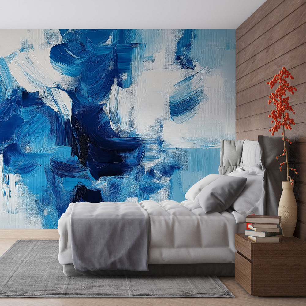 Mural Wallpaper blue abstract | Dynamic waves and rich texture ...