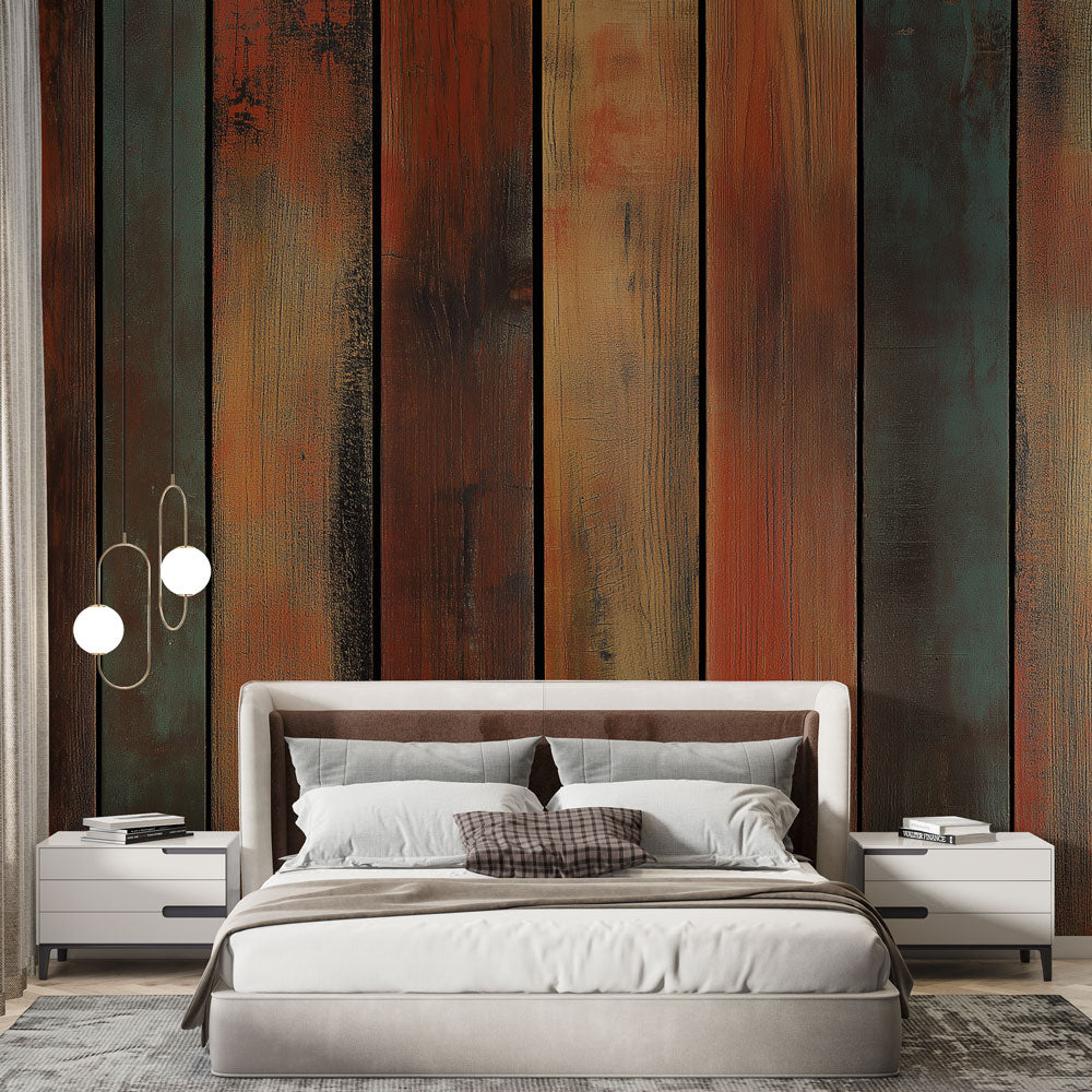 Papel pintado rustic wood | Wooden boards with warm and varied tones ...