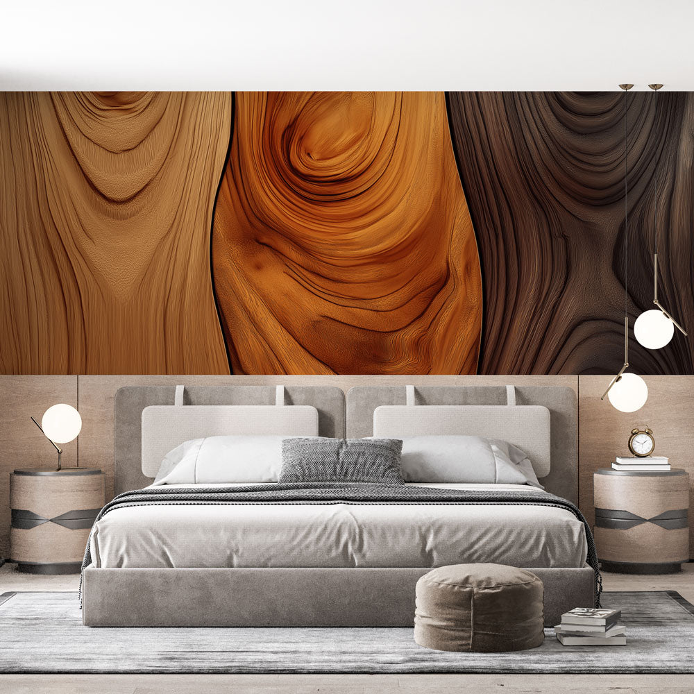 Papel pintado madera | Textura realista de madera natural en tonos cál ...