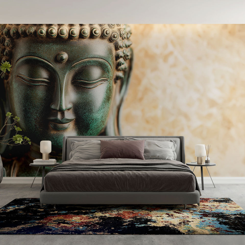 Mural Wallpaper Buddha | Elegant bronze statue with refined details ...