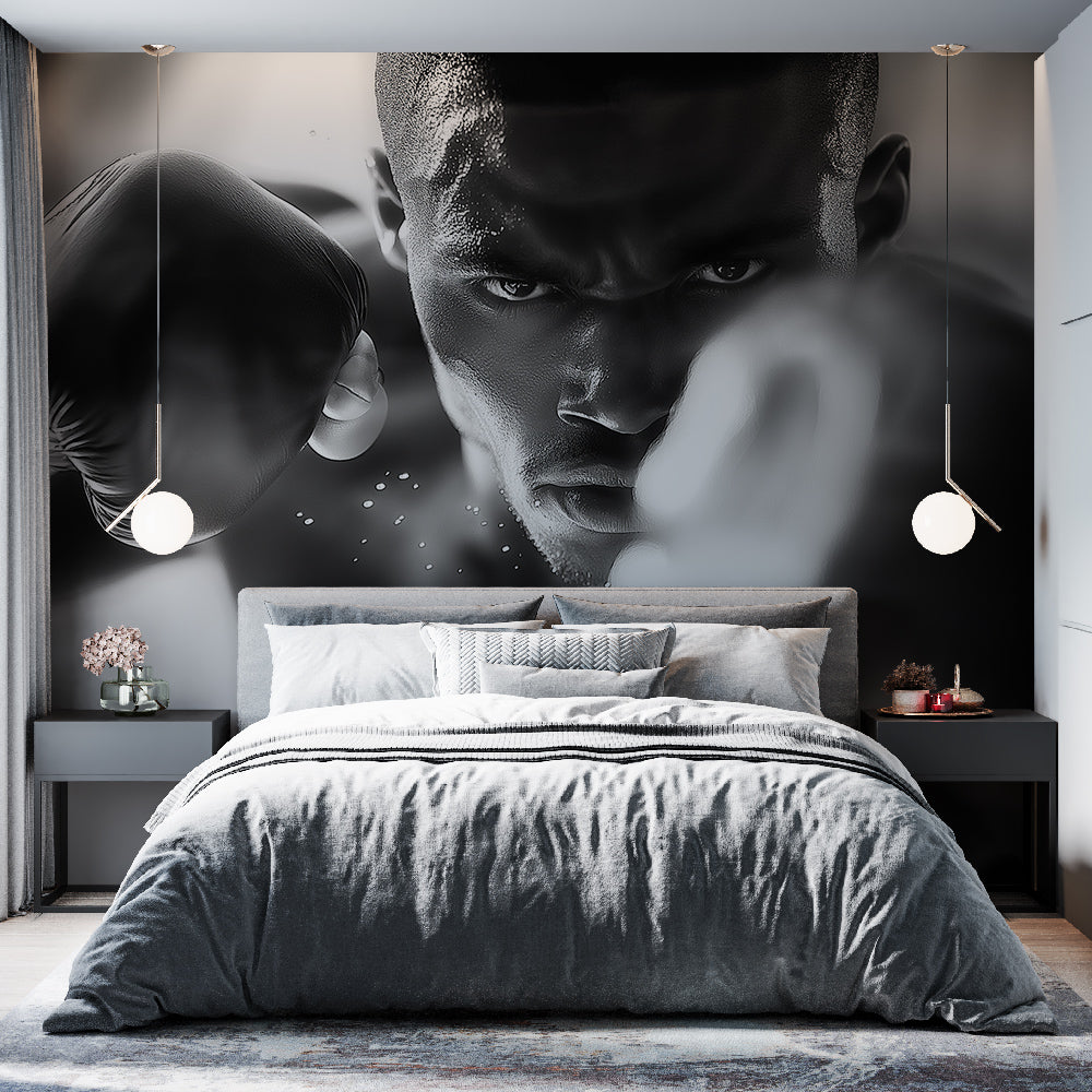 Mural Wallpaper boxing | Boxer ready for combat — WonderMural