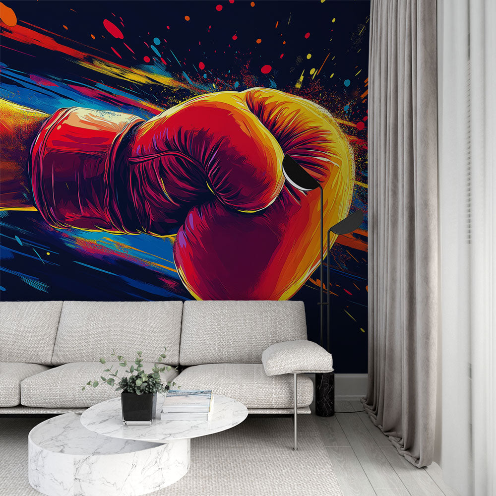 Mural Wallpaper boxing | Dynamic stride of a boxing glove animated by ...