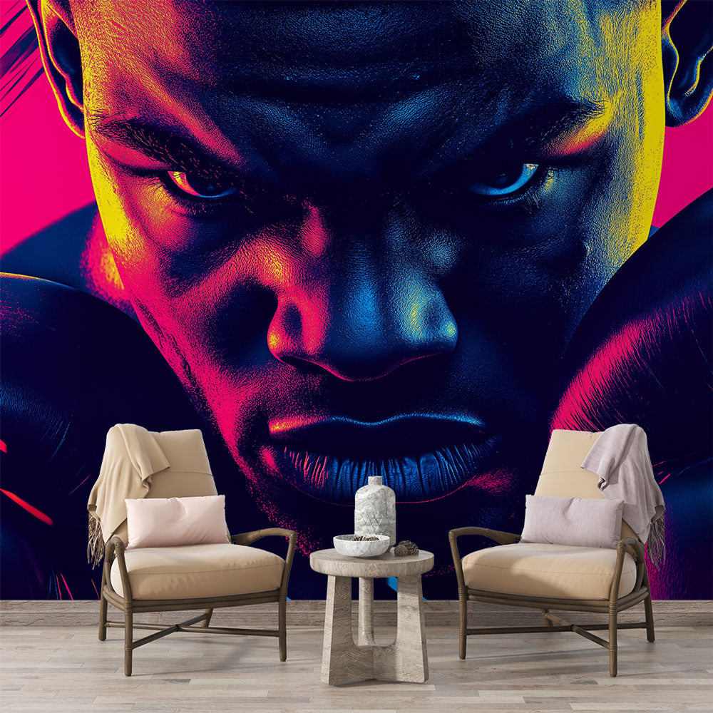 Mural Wallpaper boxing | Dynamic illustration of a boxer with boxing g ...