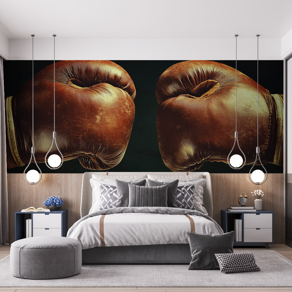 Mural Wallpaper boxing | Old boxing gloves — WonderMural