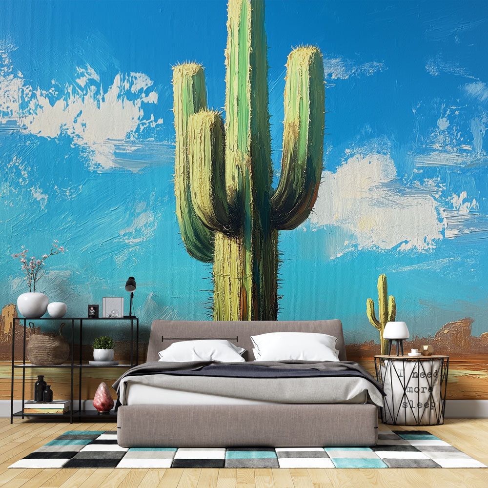 Mural Wallpaper cactus | Vibrant desert landscape — WonderMural