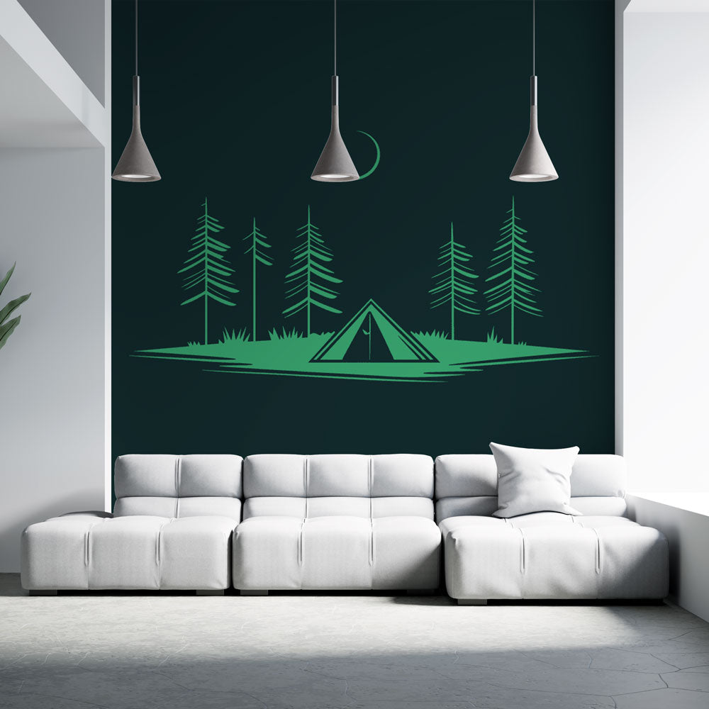 Mural Wallpaper camping | Stylized tent under a starry sky — WonderMural