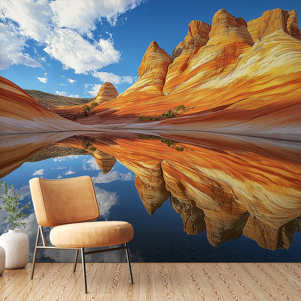 Mural Tapet canyon | Reflections of colorful geological formationsI18n ...