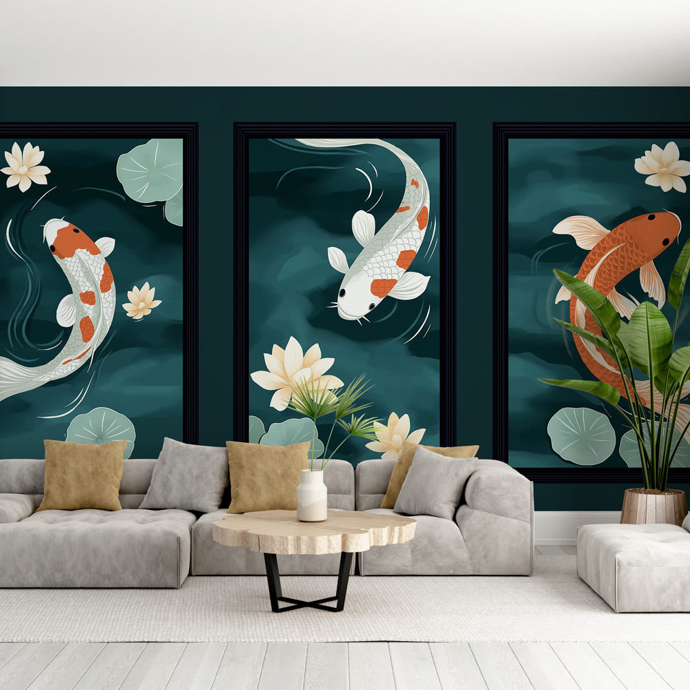 Mural Wallpaper carpes koi | An ode to aquatic serenity with delicate ...