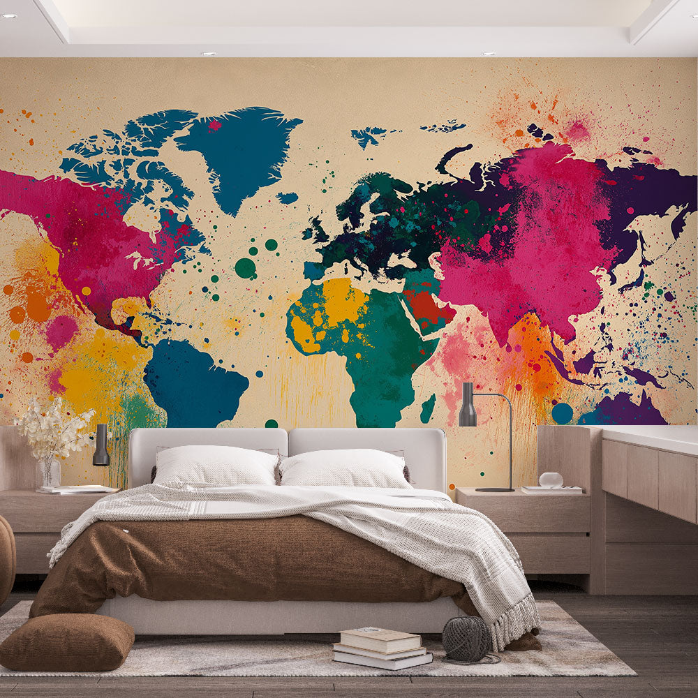 Mural Wallpaper world map | Multicolor — WonderMural