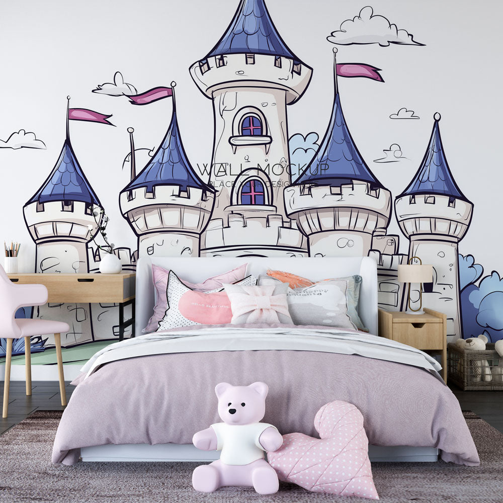 Mural Wallpaper fairy-tale-castle | A cute castle with towers and colo ...