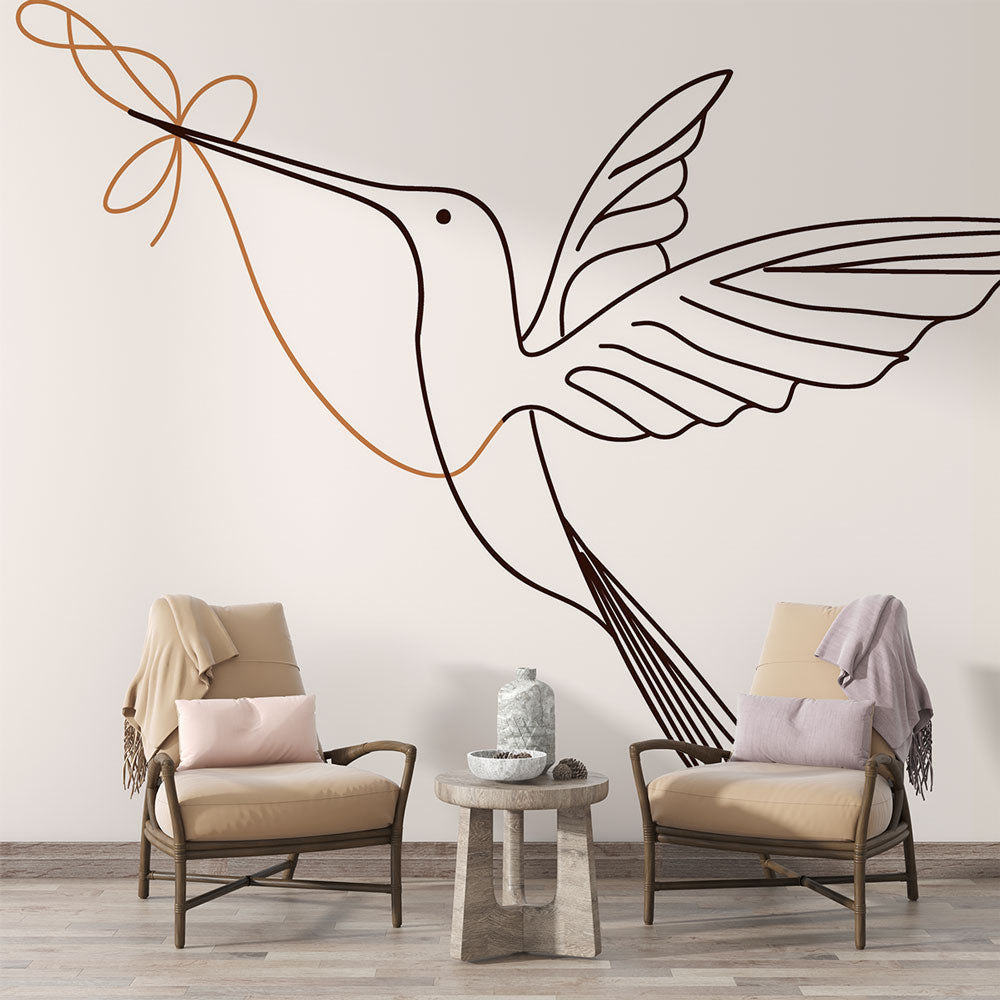 Papel pintado colibrí | Diseño minimalista de un elegante colibrí con ...