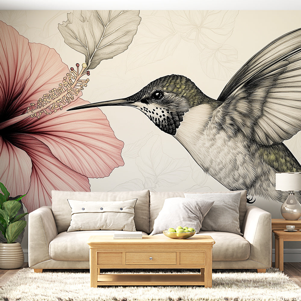 Tapetti kolibri ja hibiskus | Yksityiskohtaisia kuvituksia ...