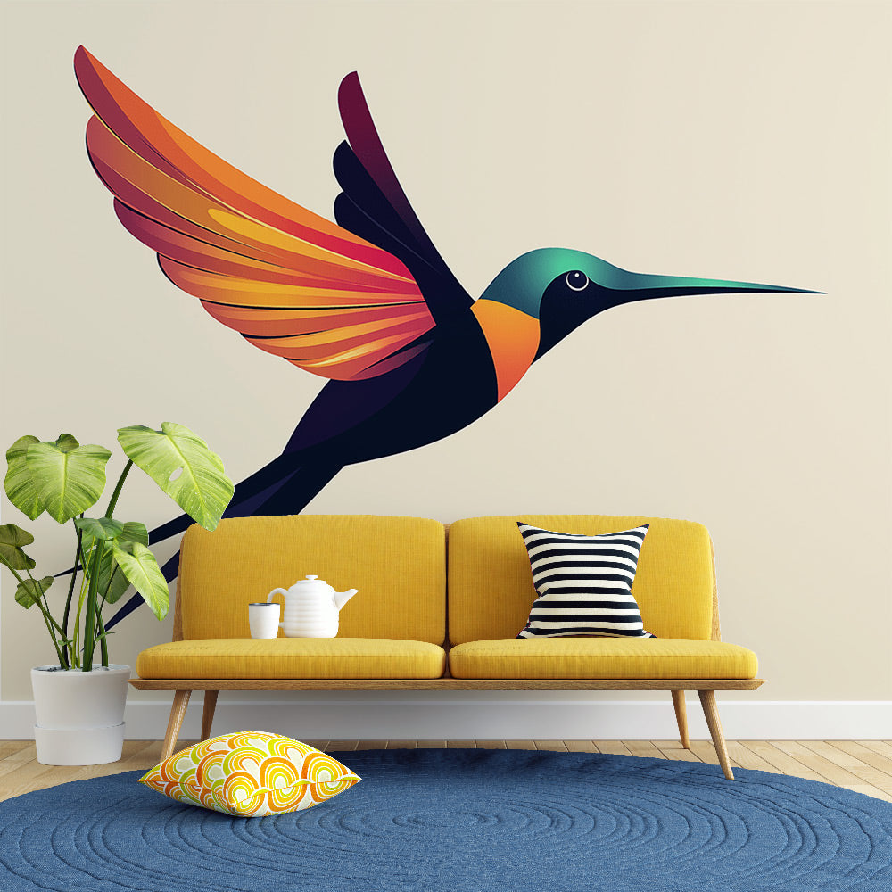 Mural Wallpaper hummingbird | Colorful illustration of a hummingbird i ...