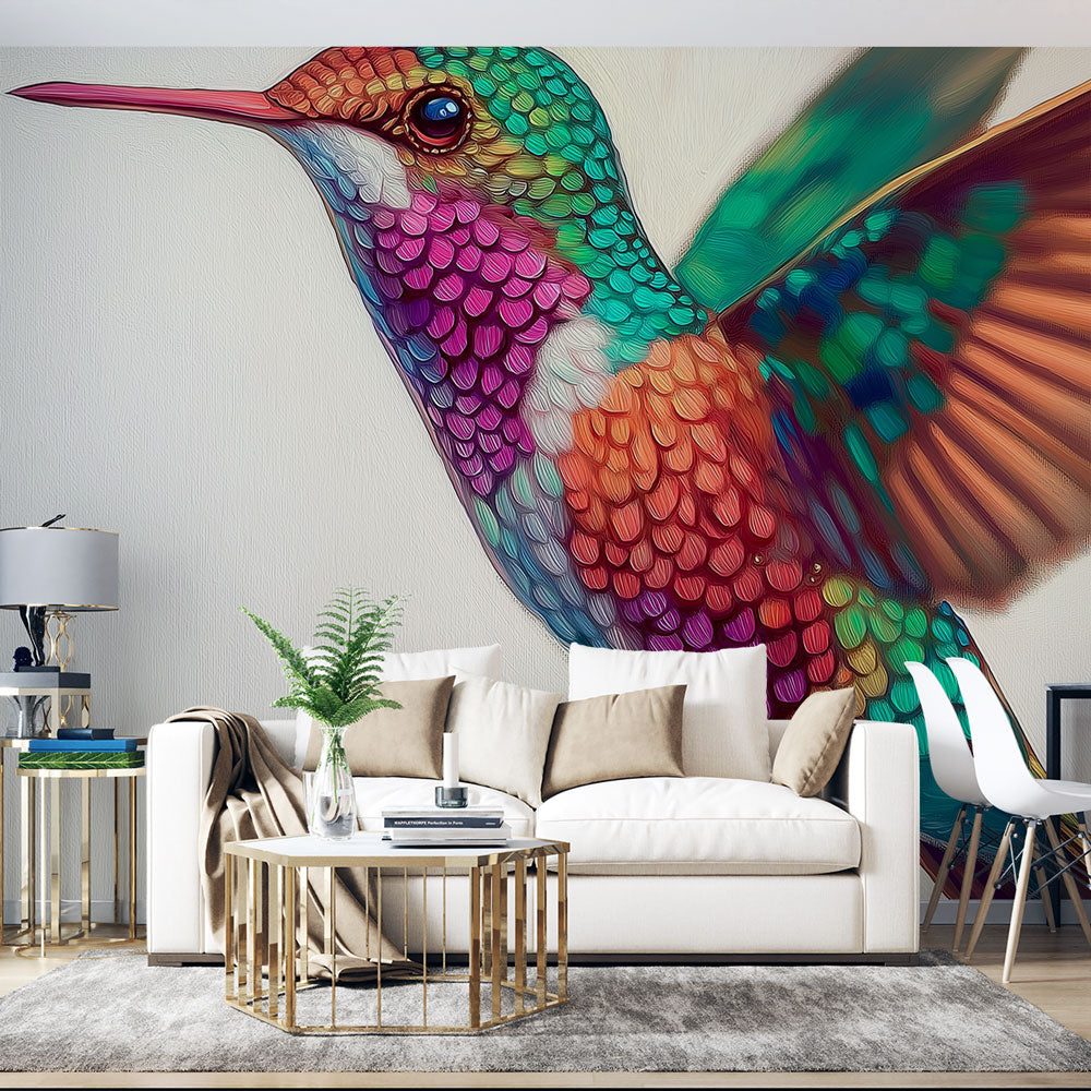 Mural Wallpaper hummingbird | Vibrant illustration of a majestic hummi ...
