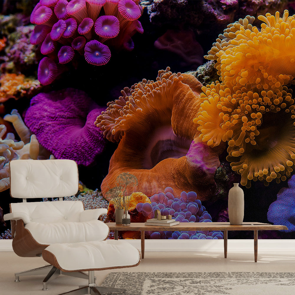 Mural Wallpaper coral | Vibrant colors of an underwater coral reef ...