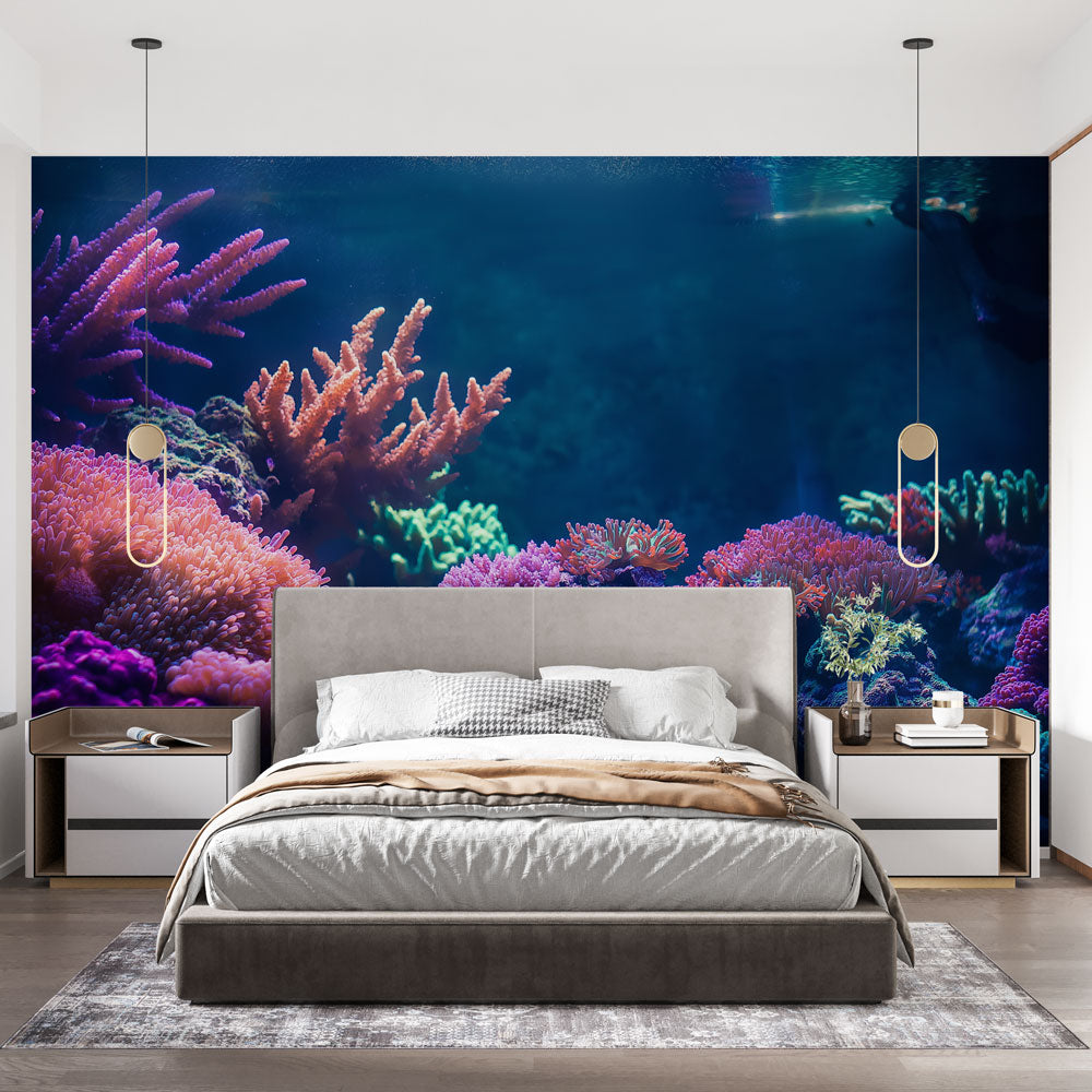 Papel de parede coral | Mundo subaquático intenso com cores vibrantes ...