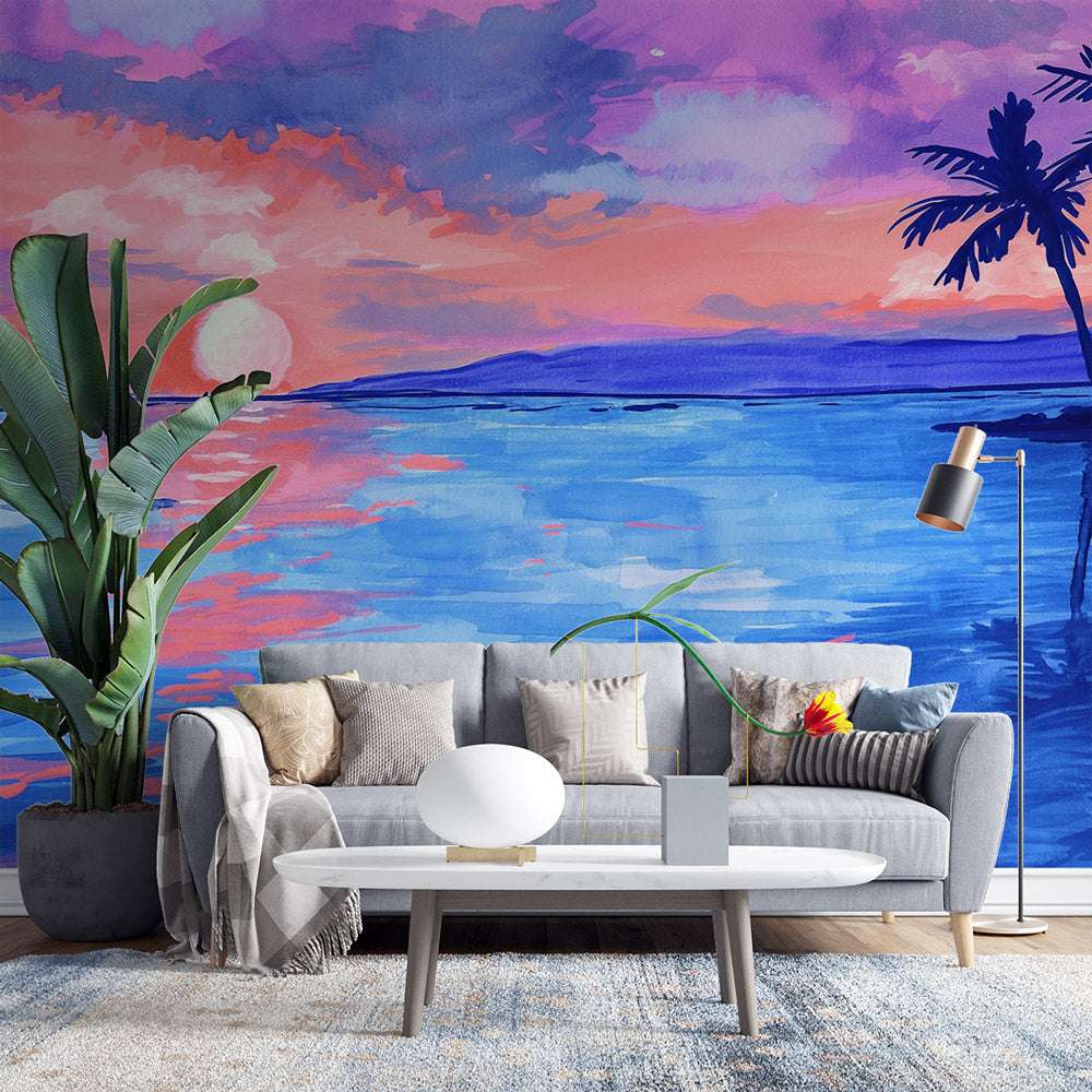 Sunset Mural Wallpaper | Painting — WonderMural