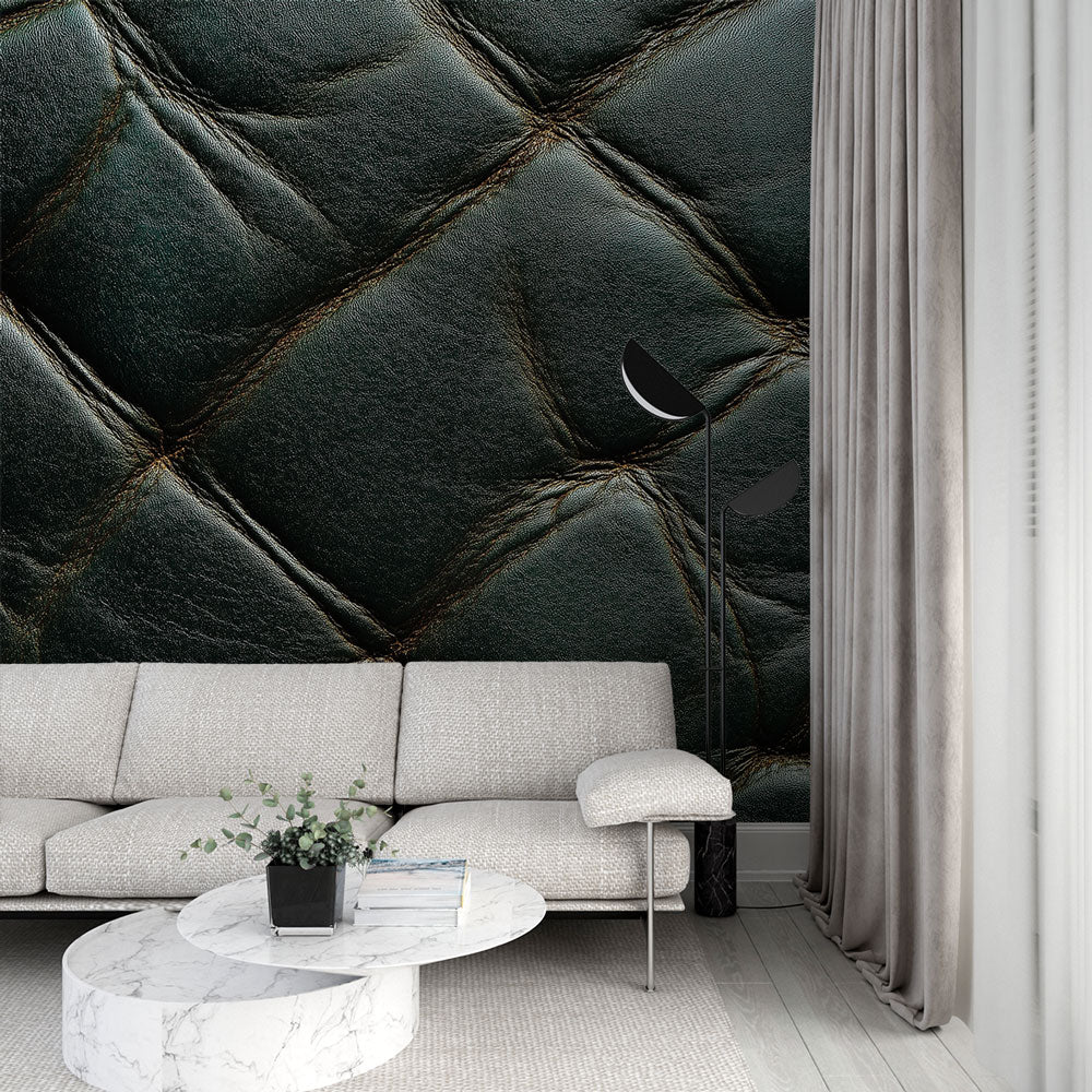 Mural Wallpaper quilted leather | Elegant textures for a refined desig ...