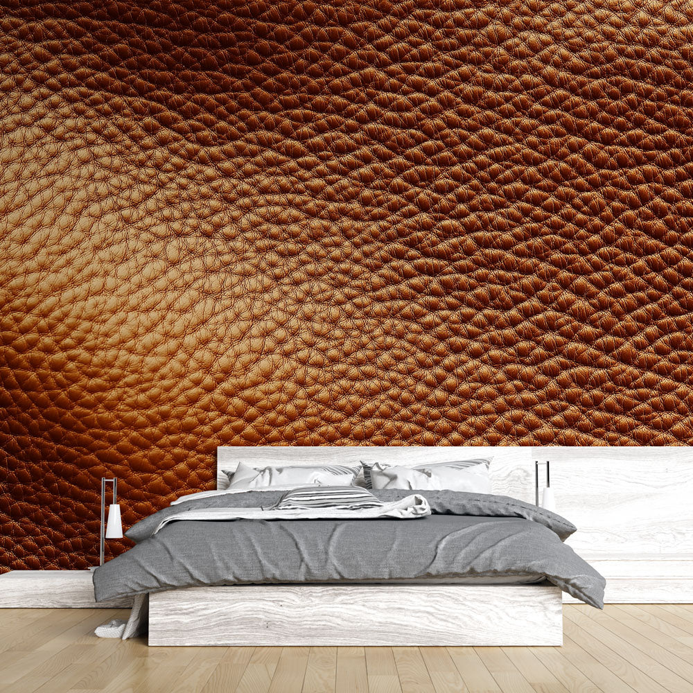 Mural Wallpaper leather | Soft and rich brown leather texture — WonderMural