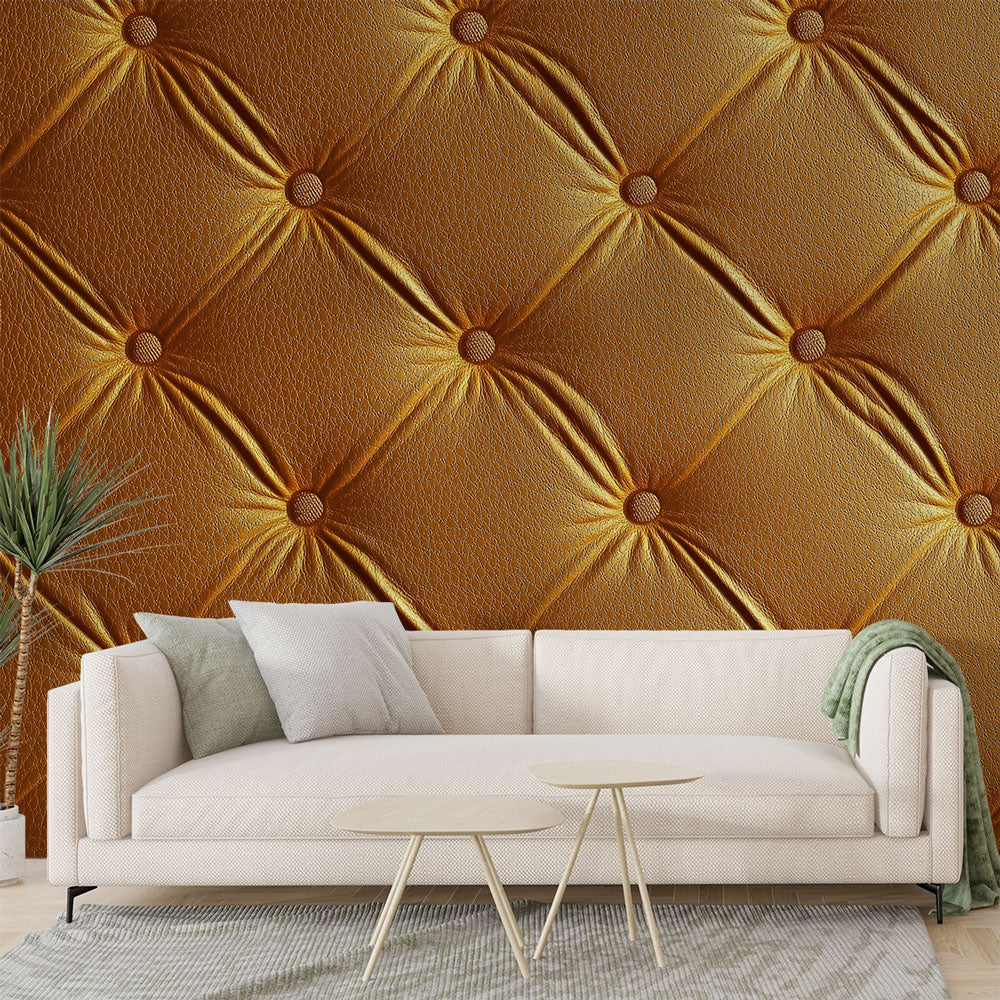 Mural Wallpaper textured leather | Elegant and embossed gold pattern ...